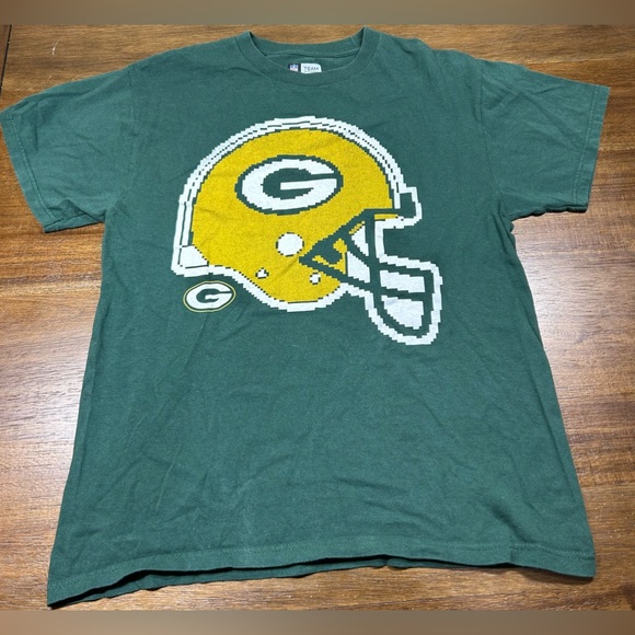 NFL | Shirts | Green Bay Packers Pixelated Pixel Helmet Green Graphic ...